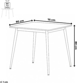 Jídelní stůl 80 x 80 cm, keramika a mramor, bílá