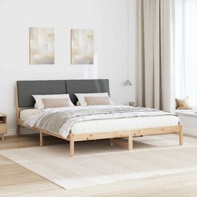 Rám postele s čelo hnědá a tmavě šedá 200 x 200 cm 3394359