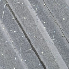 Eurofirany Stříbrná záclona na kroužcích PERLA 140x250 cm