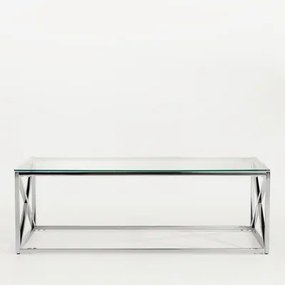 Skleněný konferenční stolek ENAMON stříbrný