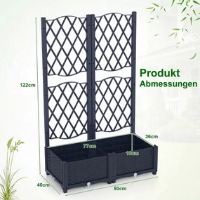 Costway Květinový truhlík s mříží Truhlík na popínavé rostliny Vyvýšený záhon