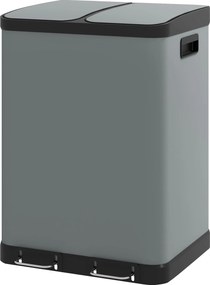 HOMCOM Odpadu Koš 2 x 30L Pedál-Košík s Víkem, Systém Košů na Odpady a Recyklaci, Kov s Plastovým Vnitřním Kbelíkem, Měkké Zavírání pro Obývací Pokoj