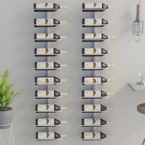 Nástěnné stojany na víno na 10 lahví 2 ks bílé kov - Default Title