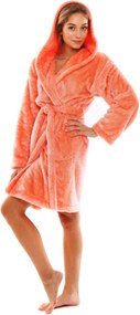 Krátký župan s kapucí Lilly extra one size lososový 33 20 2251 - S/M