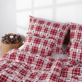Flanelové povlečení Vánoční kostka se stromečky Velikost: 140 x 200 + 70 x 90