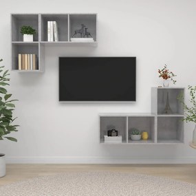 Nástěnné TV skříňky 4 ks betonově šedé kompozitní dřevo 3079839