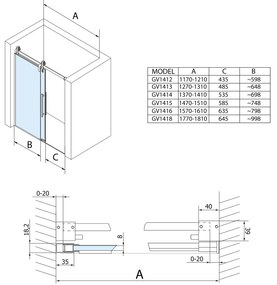 GELCO s.r.o. VOLCANO Sprchové dveře do niky 160 čiré sklo GELCO GV1416 BLACK - 1600 mm