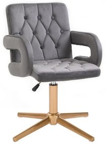 LuxuryForm DESIGN Otočná židle BOSTON VELUR na zlatém kříži - šedá