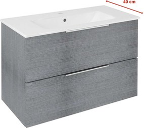 Sapho Cirasa - Umyvadlová skříňka 78x54x39 cm, 2x zásuvka, dub stříbrný CR792-1111