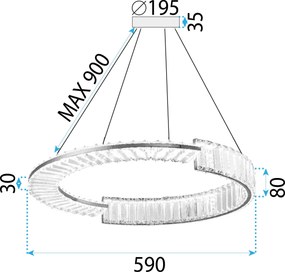 Toolight Toolight, LED křišťálové osvětlení 60cm, APP1529-CP60, chromová, OSW-06401