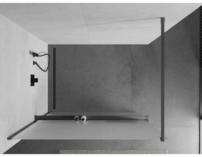 Mexen Kioto+, sprchová zástěna Walk-In s poličkou a věšákem 100 x 200 cm, 8mm sklo námraza, grafitový profil, 800-100-121-66-30