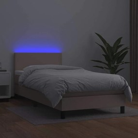 Box spring postel matrace a LED cappuccino 100x200cm umělá kůže 3134092