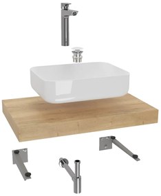 Koupelnová sestava Hansgrohe s deskou pod umyvadlo Dolce 80x8x50 cm dub halifax KSETDO6