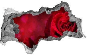 Wallmuralia Samolepící díra Červená růže srdce 95x73 cm