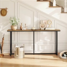 Odkládací stolek Yaheetech – rustikální hnědá, 160 cm (délka) × 20 cm (šířka) × 81 cm (výška) (256999167573)