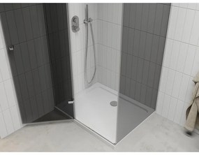 Mexen Roma sprchový kout s otočnými dveřmi 110 x 90 cm, Grafitově černá, Chromovaná + sprchová vanička Flat, Bílá - 854-110-090-
