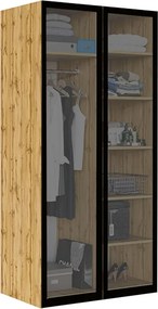 Skříň 2D 100 vitrína grafit BL, korpus dub appalache