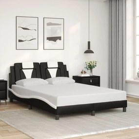 Rám postele Viana bez matrace černý a bílý 140 x 200 cm umělá kůže 3208101