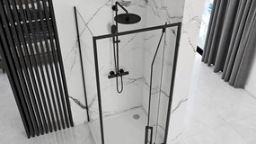Rea Rapid Swing, rohový sprchový kout 90 (dveře) x 100 (stěna) x 195 cm, 6mm čiré sklo, černý profil, KPL-009927