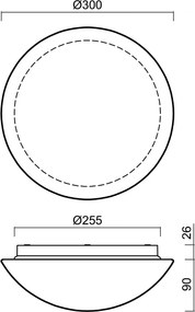 OS AUR70871 AURA 8 IP stropní/nástěnné skleněné svítidlo bílá IP65 4000 K 15W LED nouzové kombinované 3 h (původní kód OS 70871) - OSMONT