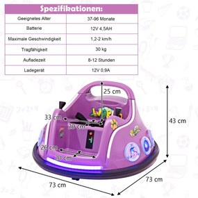 Costway 12 V Dětské nárazníkové auto 360 Otočení stupňů s hudbou a světly
