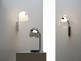 Nástěnná lampa Brokis Mona medium Wall PC970, 5000K Kabel: Textilní bílý, Povrch Montury: Bílý matný komaxit, Barva skla: Černá - transparentní sklo