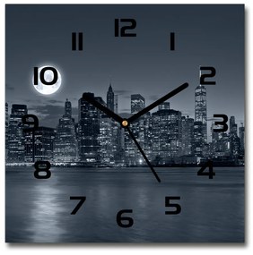 Wallmuralia Skleněné hodiny čtverec New York noc 30x30 cm