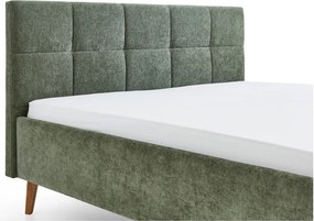 Khaki čalouněná dvoulůžková postel s úložným prostorem s roštem 180x200 cm Nova – Meise Möbel