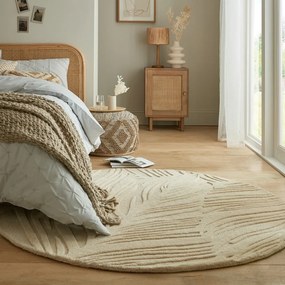 Flair Rugs koberce Kusový koberec Solace Lino Leaf Natural kruh ROZMĚR: 160x160 (průměr) kruh