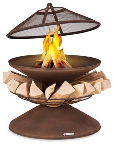Aguilera, ohniště s grilem, Ø 65 cm, úložný prostor na dřevo, ocel