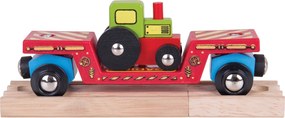 Bigjigs Rail Dřevěný vagon s traktorem + 2 koleje