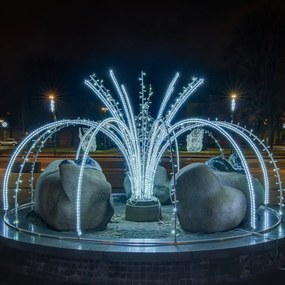 LED tekoucí světlo, 4 m, ledově bílá, 64 diod, čirý kabel, IP44, 24V