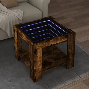 Konferenční stolek s LED kouřový dub 53 x 53 x 45 cm kompozit