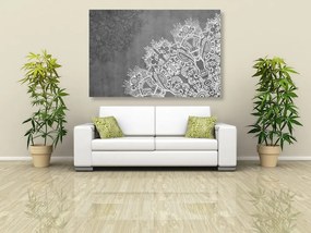 Obraz prvky květinové Mandaly v černobílém provedení Varianta: 120x80