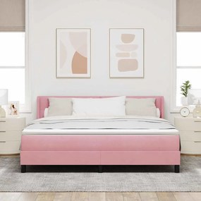 Postel s boxspringem s čelo Růžová 200 x 180 cm samet 3341485