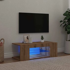 TV stolek s LED dub artisan 90 x 39 x 30 cm kompozitní dřevo