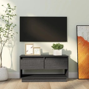 TV skříňka šedá 74 x 34 x 40 cm masivní borové dřevo
