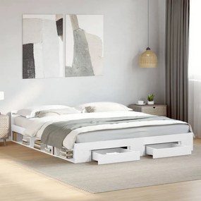 Rám postele se zásuvkami bílý 180 x 200 cm kompozitní dřevo 3280727
