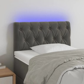 Čelo postele s LED tmavě šedé 80 x 7 x 78/88 cm samet 3121979