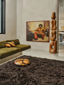 Hnědý nadýchaný vlněný koberec Fluffy rug espresso - 200*300 cm