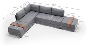Designová rohová sedačka Ramesha 280 cm šedá - levá