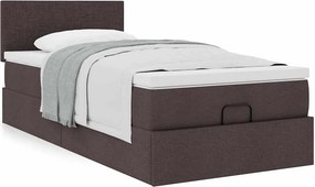 Osmanský postel s matrací tmavě šedá 90x200 cm textil 3311348