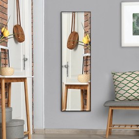 HOMCOM Nástěnné Zrcadlo 120L x 35W cm - Nátěr proti rozbití, Dodávaný instalační systém - Rám z černé hliníkové slitiny