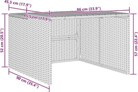 vidaXL Garáž pro robotickou sekačku hnědá 86 x 90 x 52/57 cm polyratan
