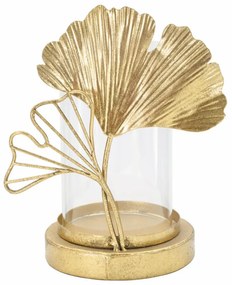Zlatý stojan na svíčku Mauro Ferretti Leaf, 17x12x21 cm