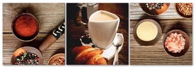 Obraz na plátně třídílný Káva a koření - 150x50 cm