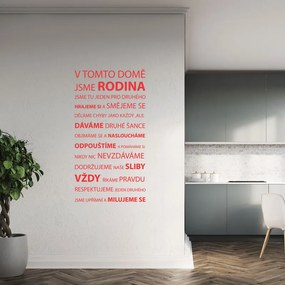 GLIX Rodinná pravidla - samolepka na zeď Oranžová 50 x 100 cm