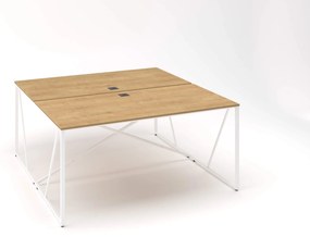 Psací stůl Dvoumístný Lenza PROX 158/80 Dekor stolové desky: dub Hamilton, Barva podnože: bílá