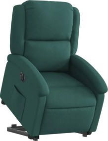 Elektrické zvedací polohovací křeslo tmavě zelené textil 3204194