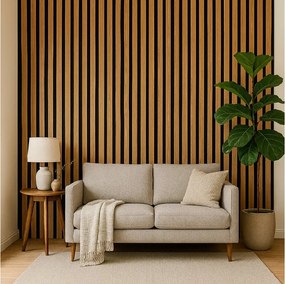 3D Dřevěné lamely na zeď na filci 255x46cm - Dub SLUNEČNÍ